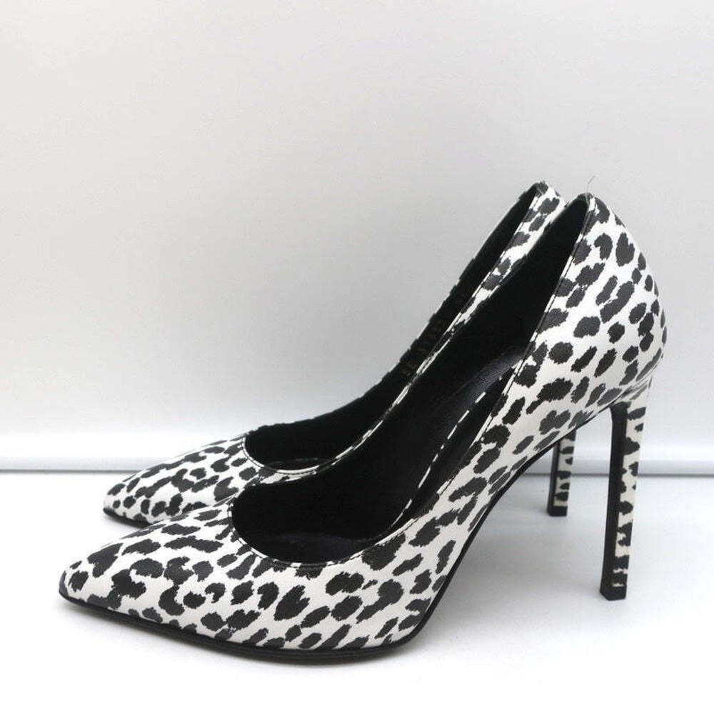 Saint Laurent Zoe Pumps White Leopard Print Leather S… - Gem